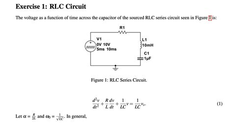 Solved Exercise RLC Circuit The Voltage As A Function Of Chegg Com