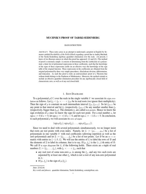 muchnik s proof of tarski seidenberg pdf field mathematics