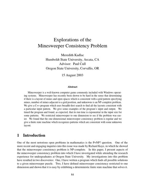 exploring minesweeper consistency problem pdf computational