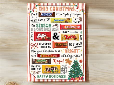 Christmas Candy Bar Poster Printable Funny Holiday Candy Gram Board