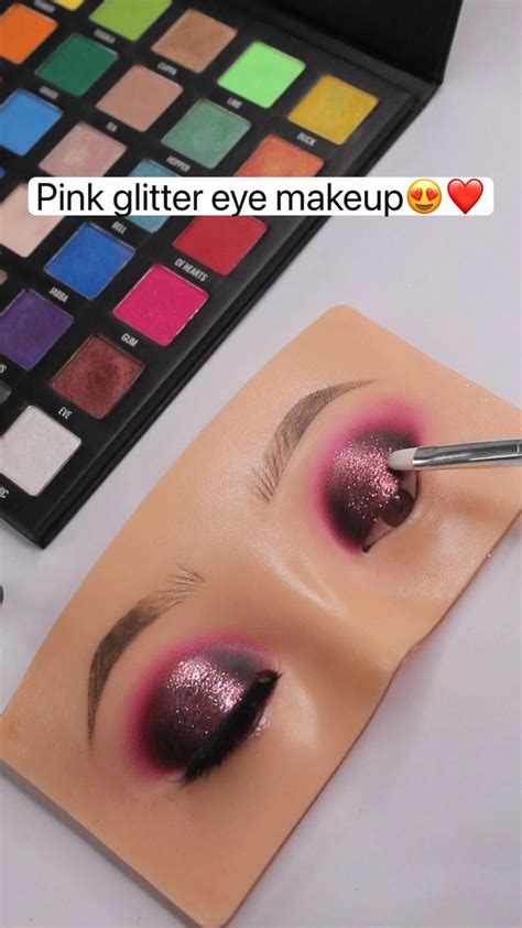Pink Glitter Eye Makeup😍 ️ Eye Makeup Halo Eye Makeup Shimmer Eye Makeup