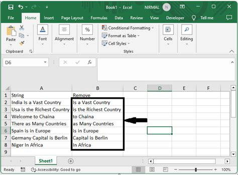 excel 如何在单元格中删除文本字符串的第一个 最后一个单词 极客笔记