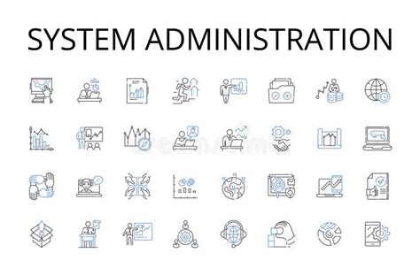 System Administration Line Icons Collection Nerk Management Cybersecurity It Support User