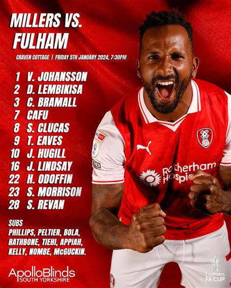 공홈 잉글랜드 Fa컵 3r 풀럼 Fc Vs 로더럼 유나이티드 Fc 선발 라인업 축구 소식통 에펨코리아