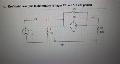 solved 4 use nodal analysis to determine voltages v1 and