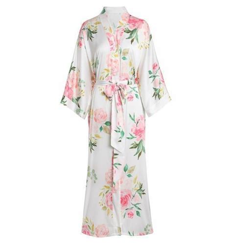 Aensso 여성용 긴 부드럽고 가벼운 실키 기모노 가운 고급 일본 꽃 무늬 여성 기모노 가운 티몬