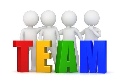 팀워크 팀 작업 팀 정신 팀 팀 개발 빨간색 노란색 녹색 파란색 재미 있는 텍스트 3d 텍스트 템플릿을 서 스틱 남자 나란히에 고립 된 흰색 건물 4 명에 대한 스톡 사진