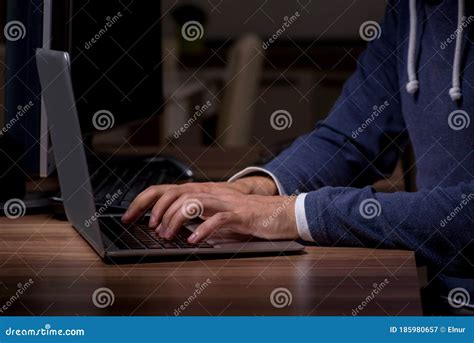 Male Hacker Hacking Security Firewall Late In Office Stock Image Image Of Malicious Hacker