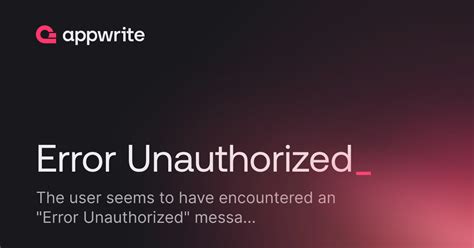 Error Unauthorized Threads Appwrite