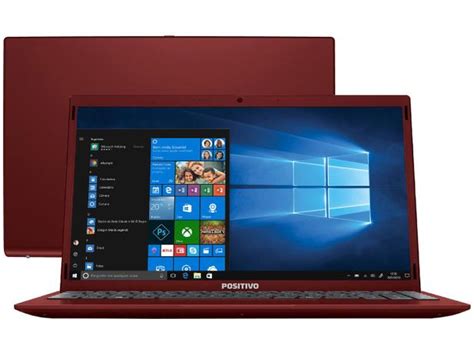 Notebook Positivo Motion Red Q C Intel Atom Quad Core GB GB EMMC GB Nuvem LED