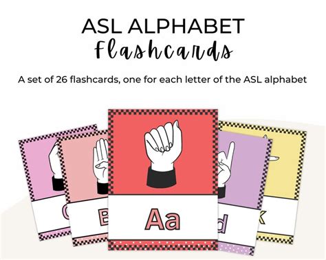 Asl Alphabet Flashcards Sign Language Learning Digital Download Etsy