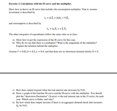 Exercise 3 Calculation With The IS Curve And The Chegg Com