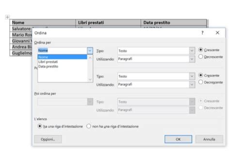 Se Nella Tabella Ci Sono Due O Più Valori Uguali Puoi Impostare Un Criterio Secondario In Base