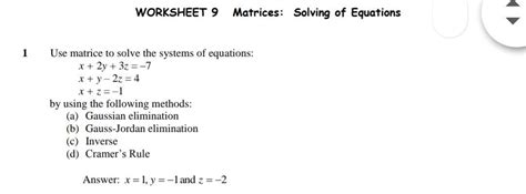 Using Matrices To Solve Systems Of Equations Worksheet A Comprehensive