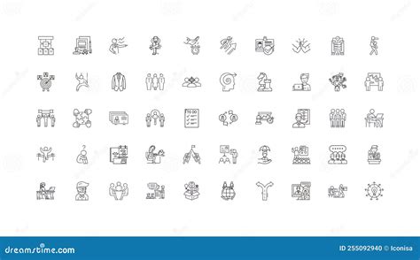 Management Ideas Linear Icons Line Signs Set Vector Collection Stock Vector Illustration Of
