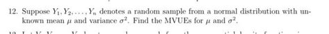 solved 12 suppose y1 y2 … yn denotes a random sample from a