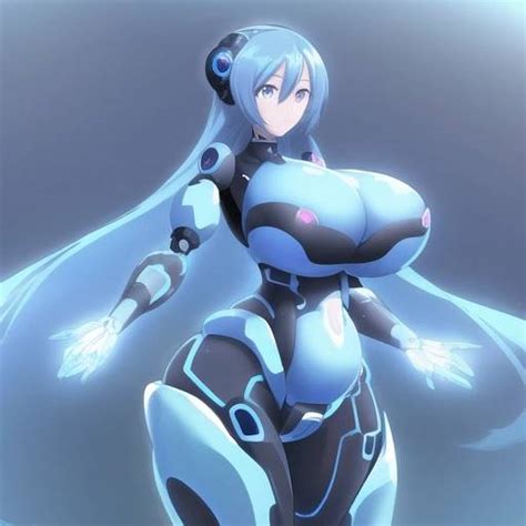 Ai Art Of A Blue Haired Chubby Anime Robot Girl By Zonkeos100 On Deviantart
