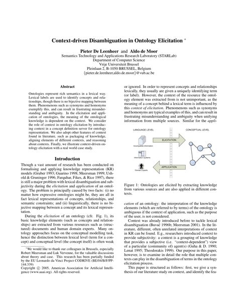 Pdf Context Driven Disambiguation In Ontology Elicitation