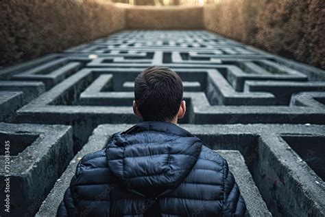 person navigating a maze or labyrinth symbolizing problem solving and