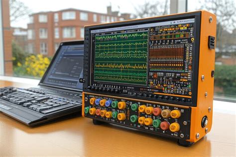 Orange Electronic Device With A Screen Displaying Graphs And Data