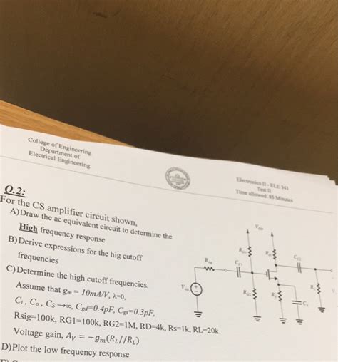 Solved For The CS Amplifier Circuit Shown A Draw The Ac Chegg Com