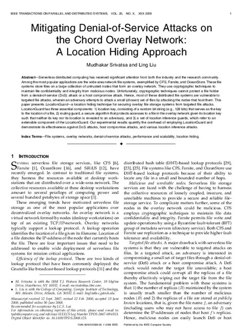 Pdf Mitigating Denial Of Service Attacks On The Chord Overlay Network A Location Hiding Approach
