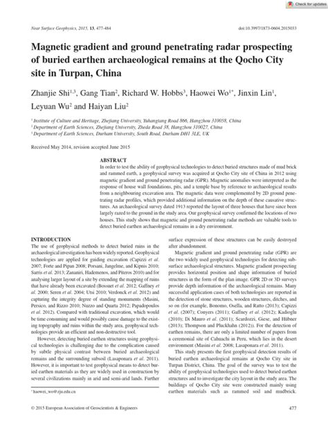 Near Surface Geophysics 2015 Shi Magnetic Gradient And Ground Penetrating Radar