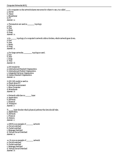 Computer Networks Mcq Pdf Telecommunication Duplex
