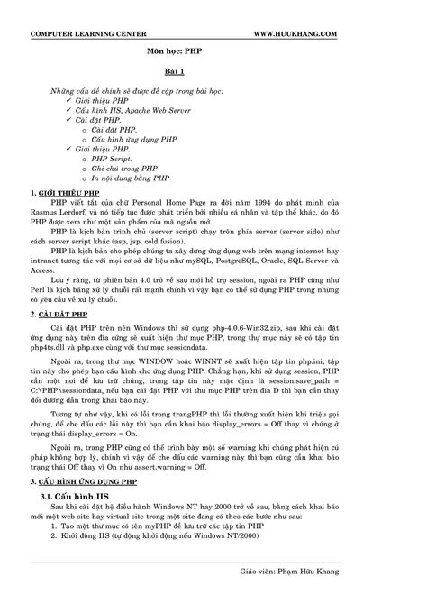 Sách lập trình PHP căn bản Tài liệu miễn phí cho người mới bắt đầu