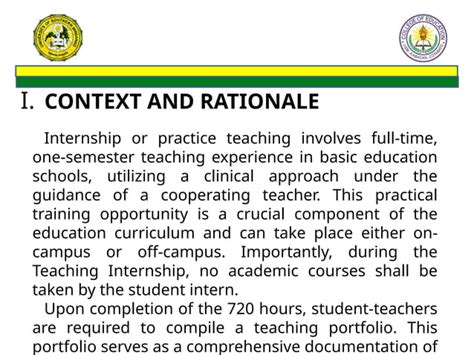 Intership Plan For Teaching Internship Program For Education