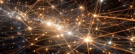 Global Network Connections With Glowing Nodes And Beams Representing