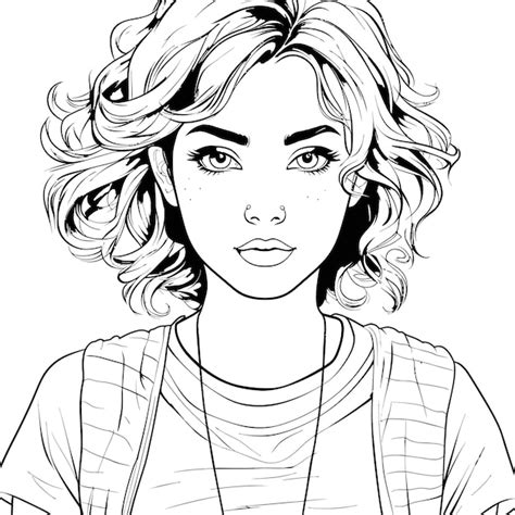 Página De Colorir De Desenhos Animados De Meninas Vetor Premium