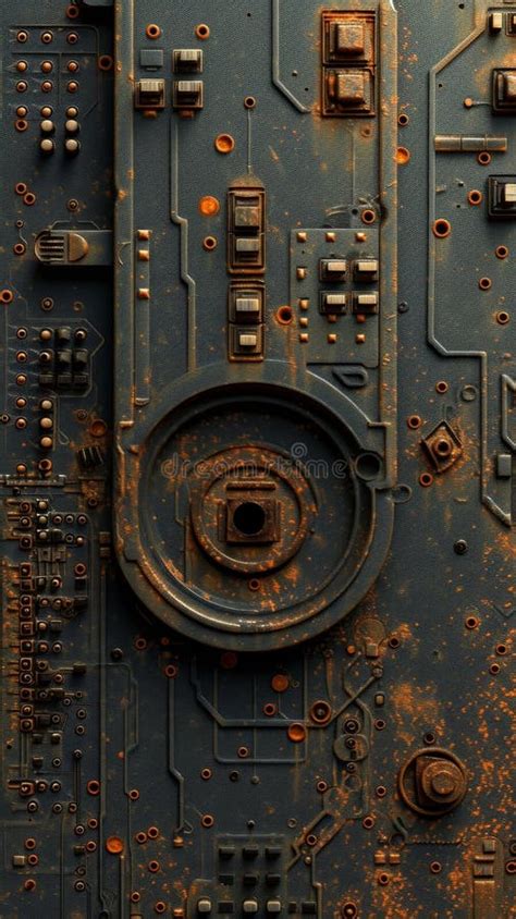 Aged Circuit Board With Central Circular Component And Rust Stock Photo Image Of Electronics