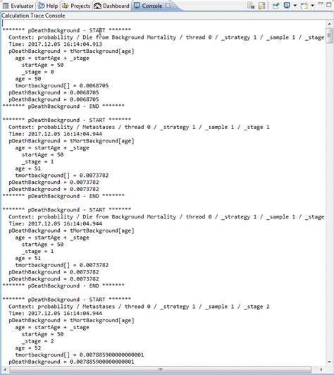 debug using the calculation trace console