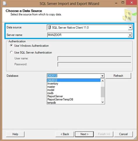 Import And Export Wizard