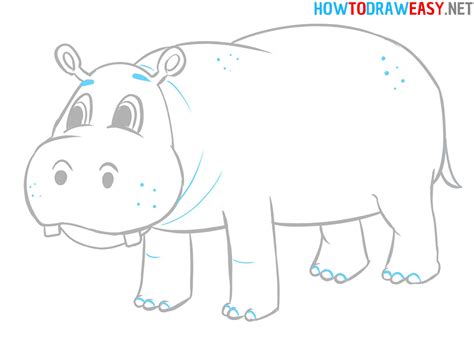 How To Draw A Cartoon Hippopotamus How To Draw Easy