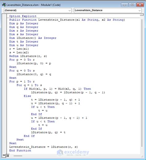 how to calculate levenshtein distance in excel 4 easy methods