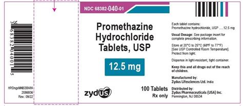 Promethazine Tab 125mg 100 Btl Ndc 68382004001 Non Returnable Merit