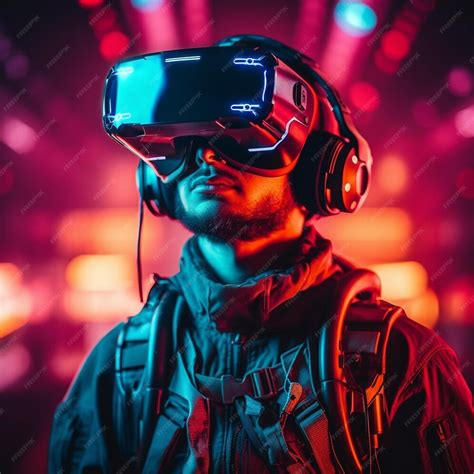 Premium Ai Image Cyber Age Gaming Character Wearing A Vr Headset