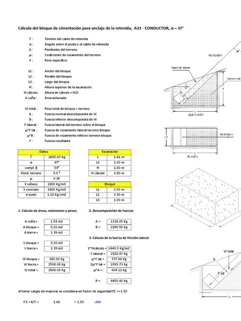 Cálculo De Cimentación Para Retenidas Envio Aceleración Mecanica