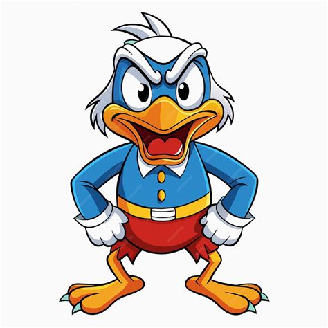 Fierce Cartoon Duck With Sharp Beak And Furrowed Brow Premium Ai