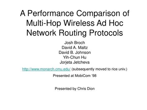 Ppt A Performance Comparison Of Multi Hop Wireless Ad Hoc Network Routing Protocols Powerpoint