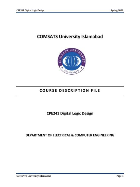 cpe241 digital logic design course description pdf logic synthesis