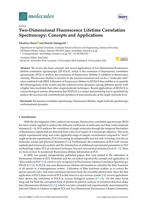 Pdf Two Dimensional Fluorescence Lifetime Correlation Spectroscopy Concepts And Applications