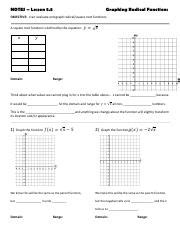 Master Graphing Radical Functions Evaluation Graphing Course Hero