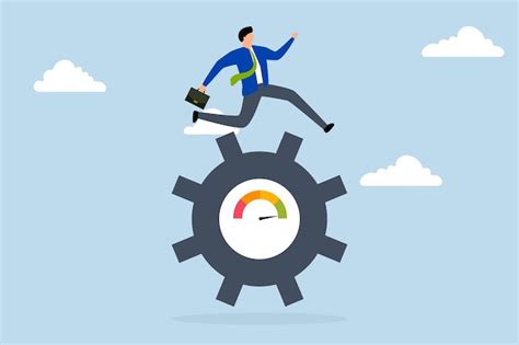 Premium Vector Work Performance Evaluation Ambitious Businessman Running At Full Speed To Turn