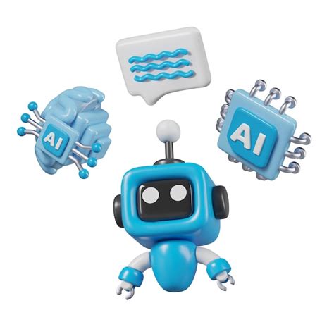 Premium Vector Blue Funny Mini Bot Brain With Machine Control