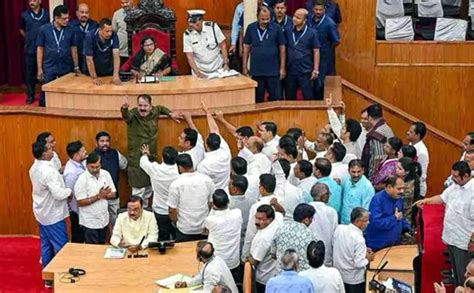 High Drama In Odisha Assembly 12 Suspended Congress Mlas Refuse To