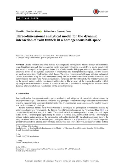 Three Dimensional Analytical Model For The Dynamic Interaction Of Twin Tunnels In A Homogeneous