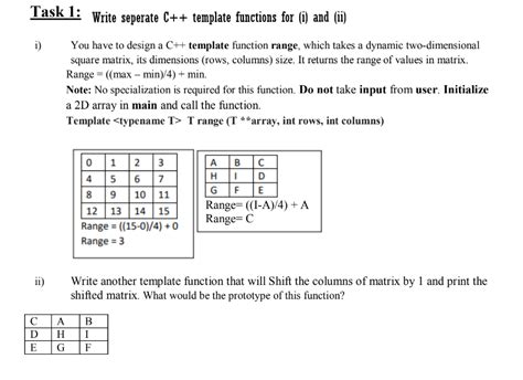 Solved Task 1 Write Seperate C Template Functions For I